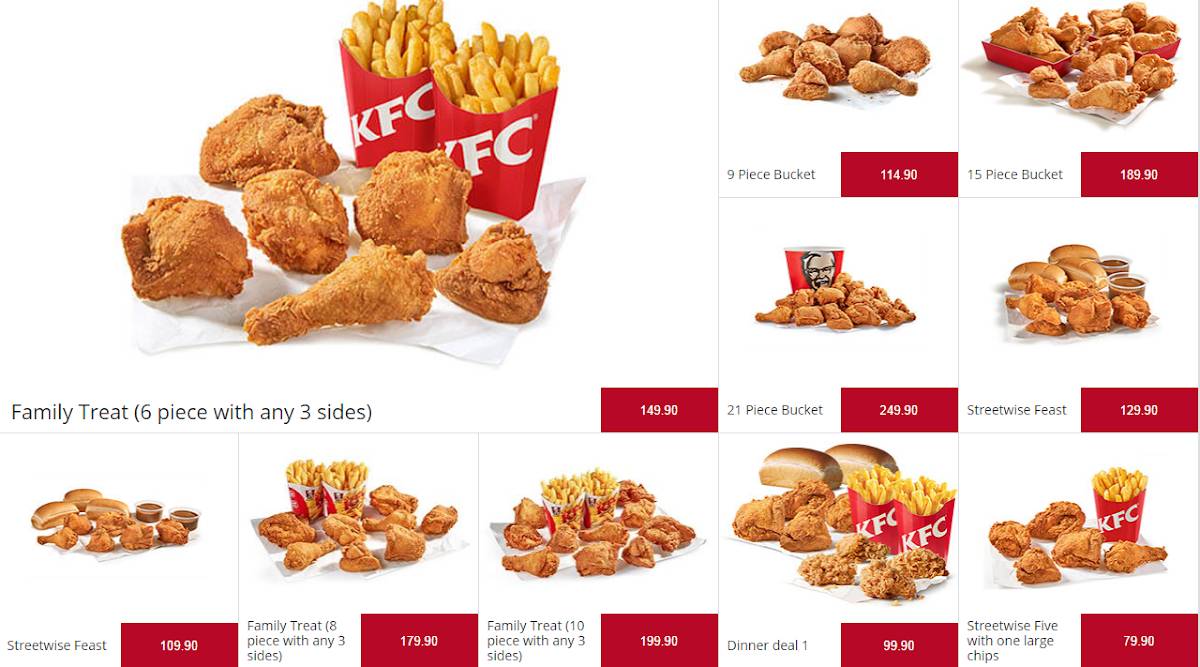 Menu at KFC Uitenhage 1 restaurant, Uitenhage, 23 Caledon St
