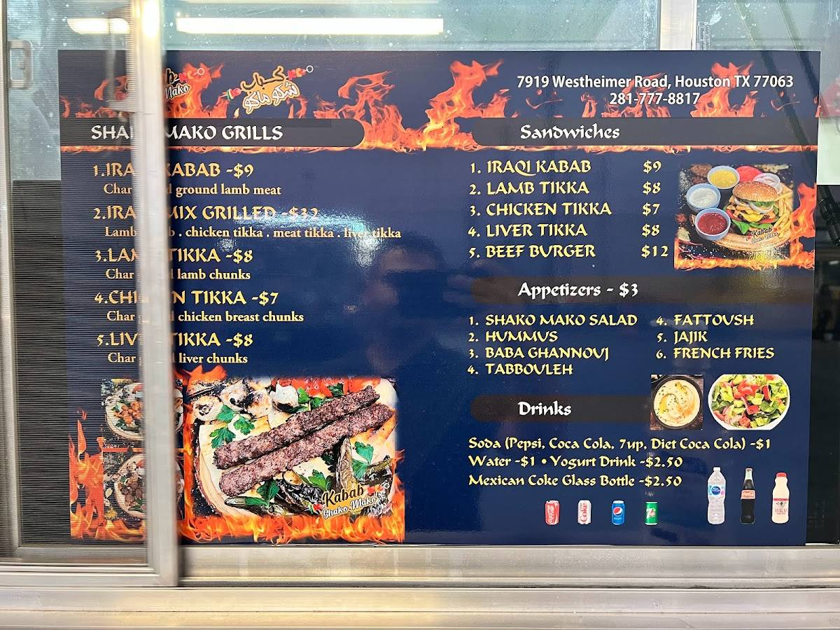 Carta del restaurante Kabab Shako Mako (Food Truck), Houston
