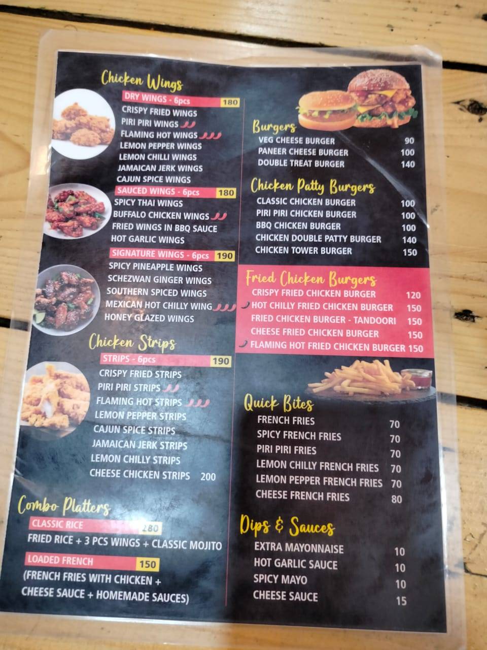Menu at King of wings, Chennai