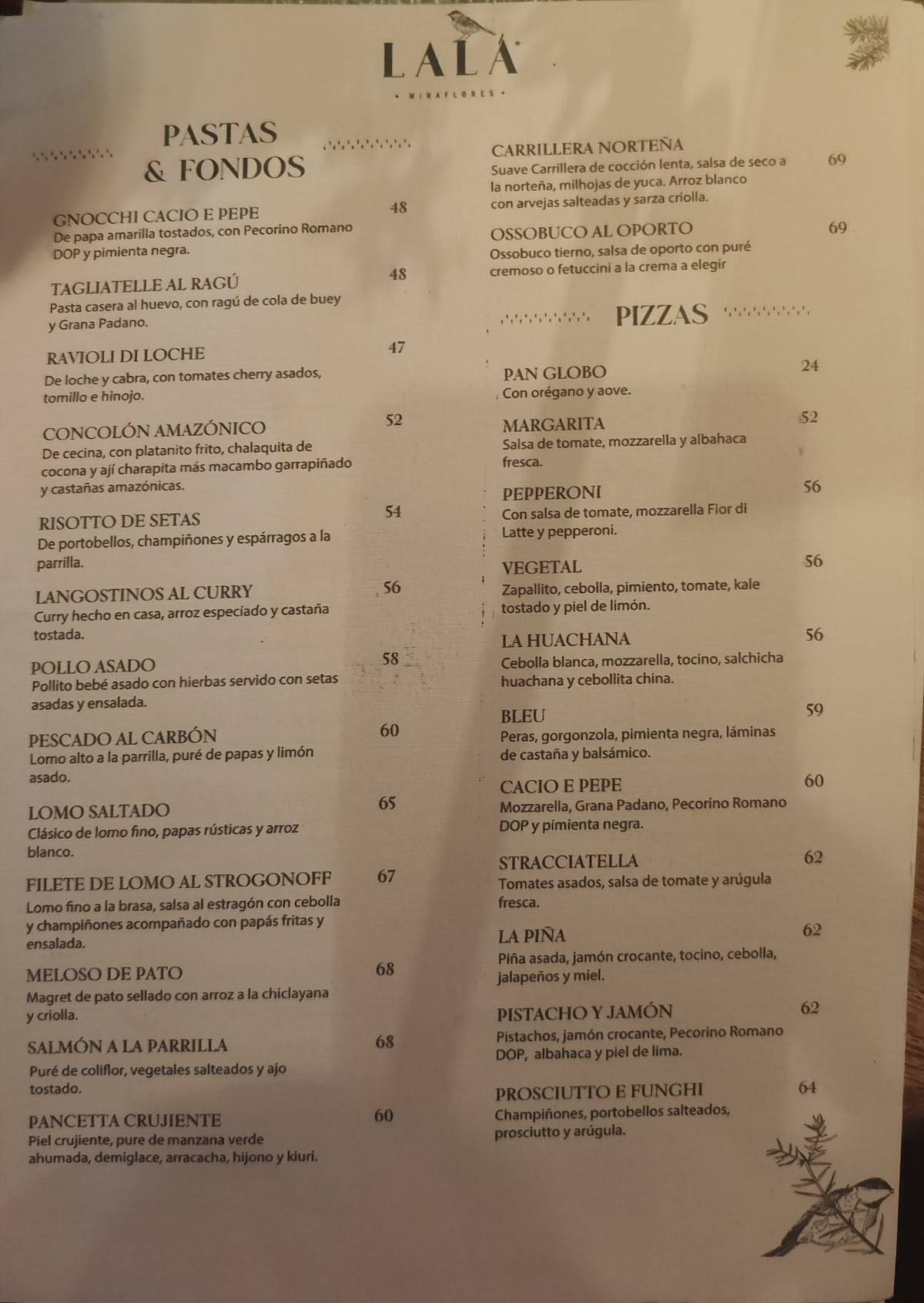 Carta del restaurante LALÁ MIRAFLORES, Miraflores, C. 2 del Mayo 701