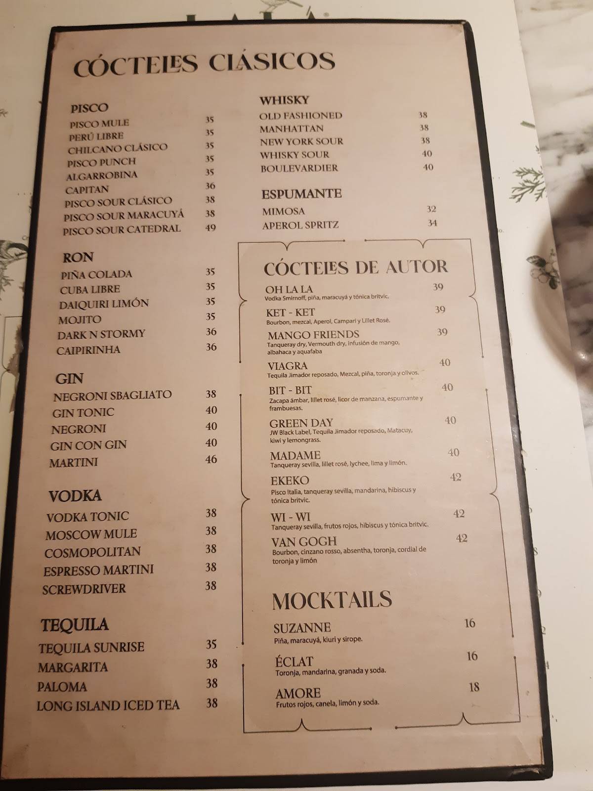 Carta del restaurante LALÁ MIRAFLORES, Miraflores, C. 2 del Mayo 701