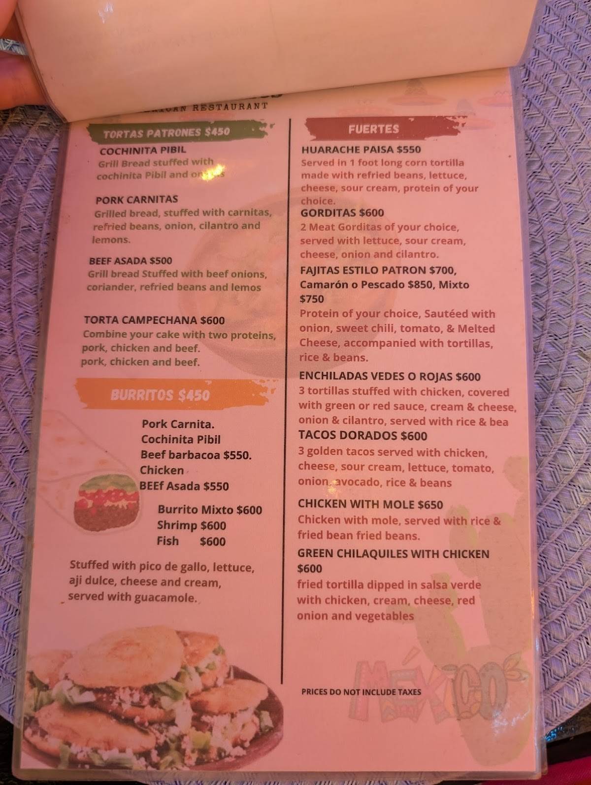 Menu at LOS PATRONES CORALES MEXICAN RESTAURANT AND CANTINA, Punta Cana