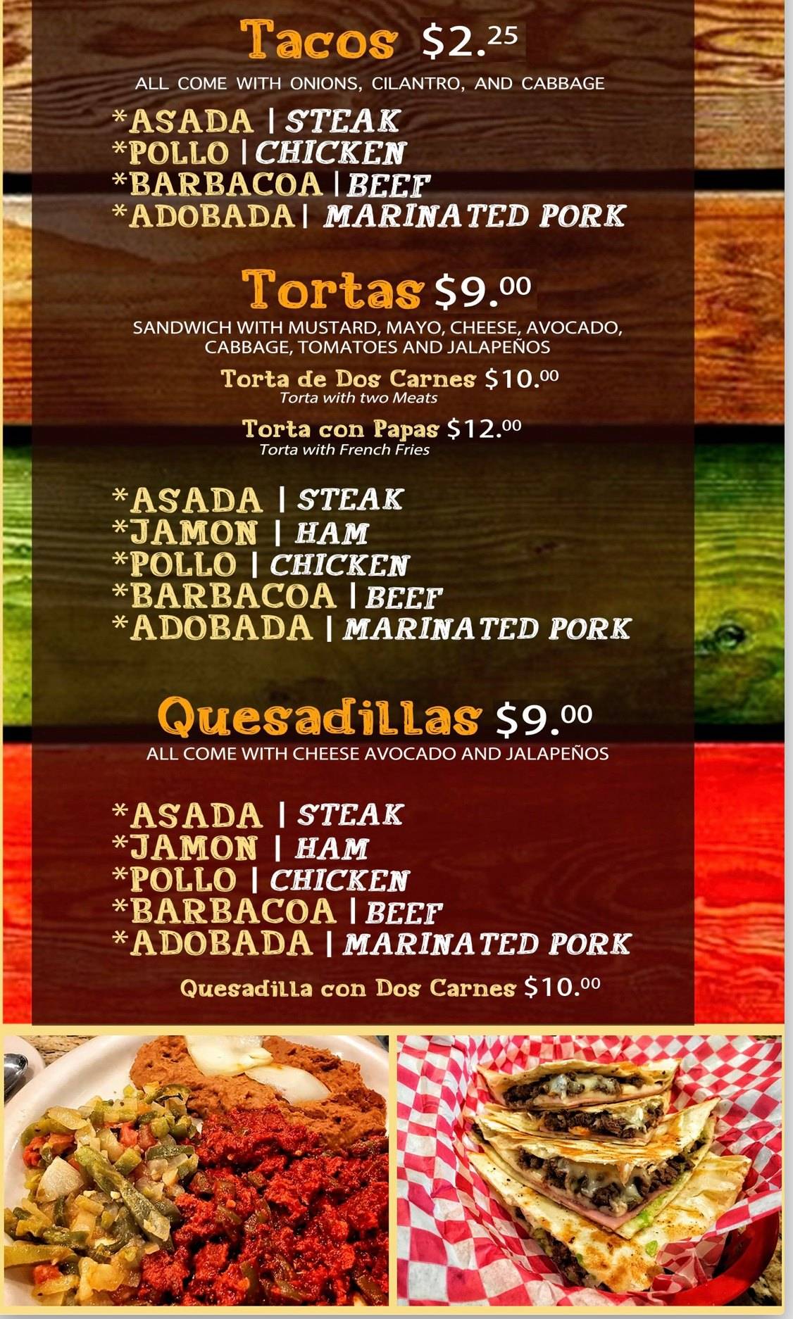 Menu at La Cocina de Doña Nena restaurant, Oklahoma City