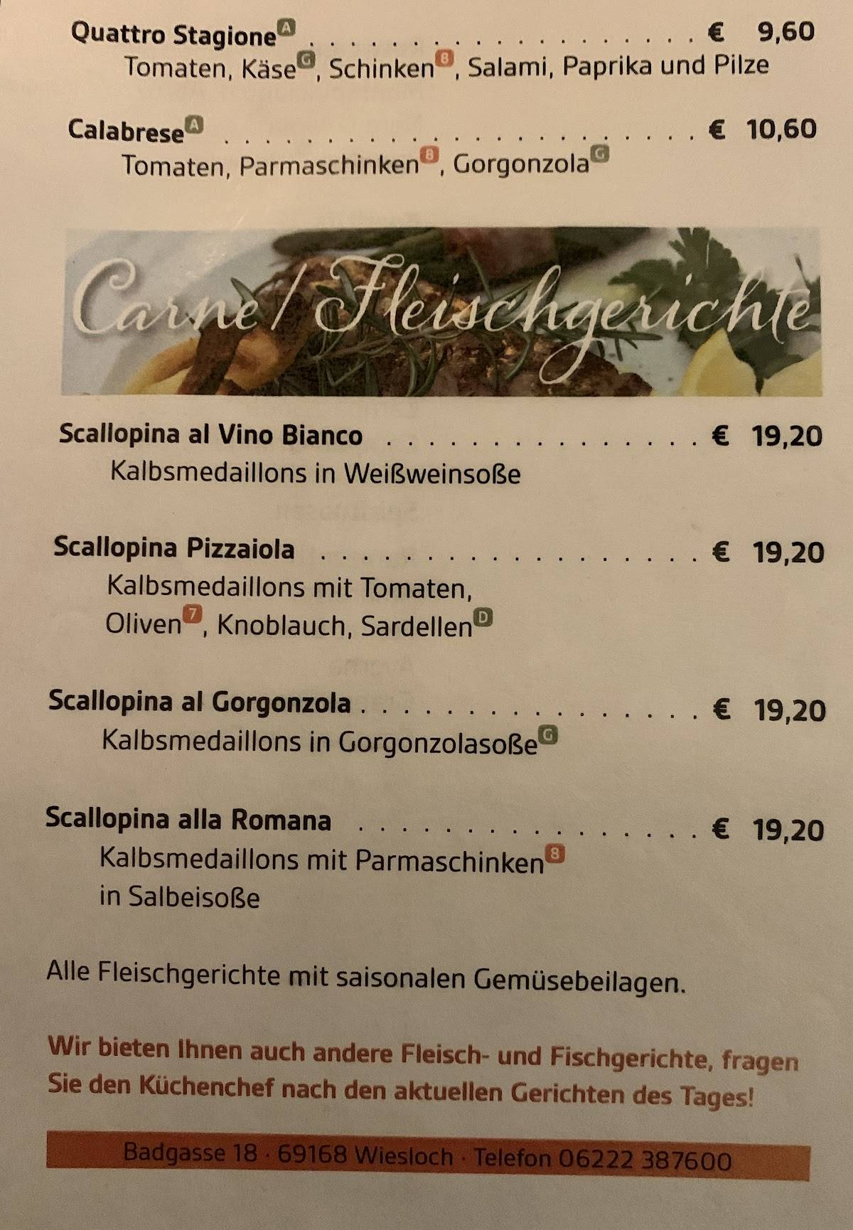 Speisekarte von La Contea restaurant, Wiesloch