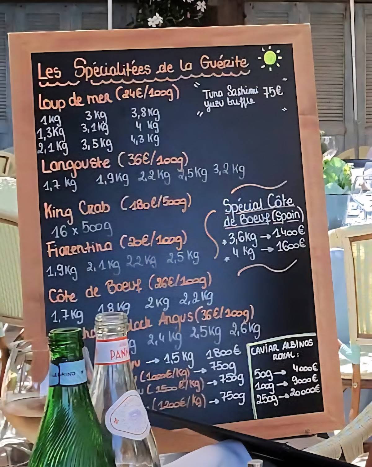 Menu at La Guérite - Cannes restaurant, Cannes, Cannes - Île Sainte ...
