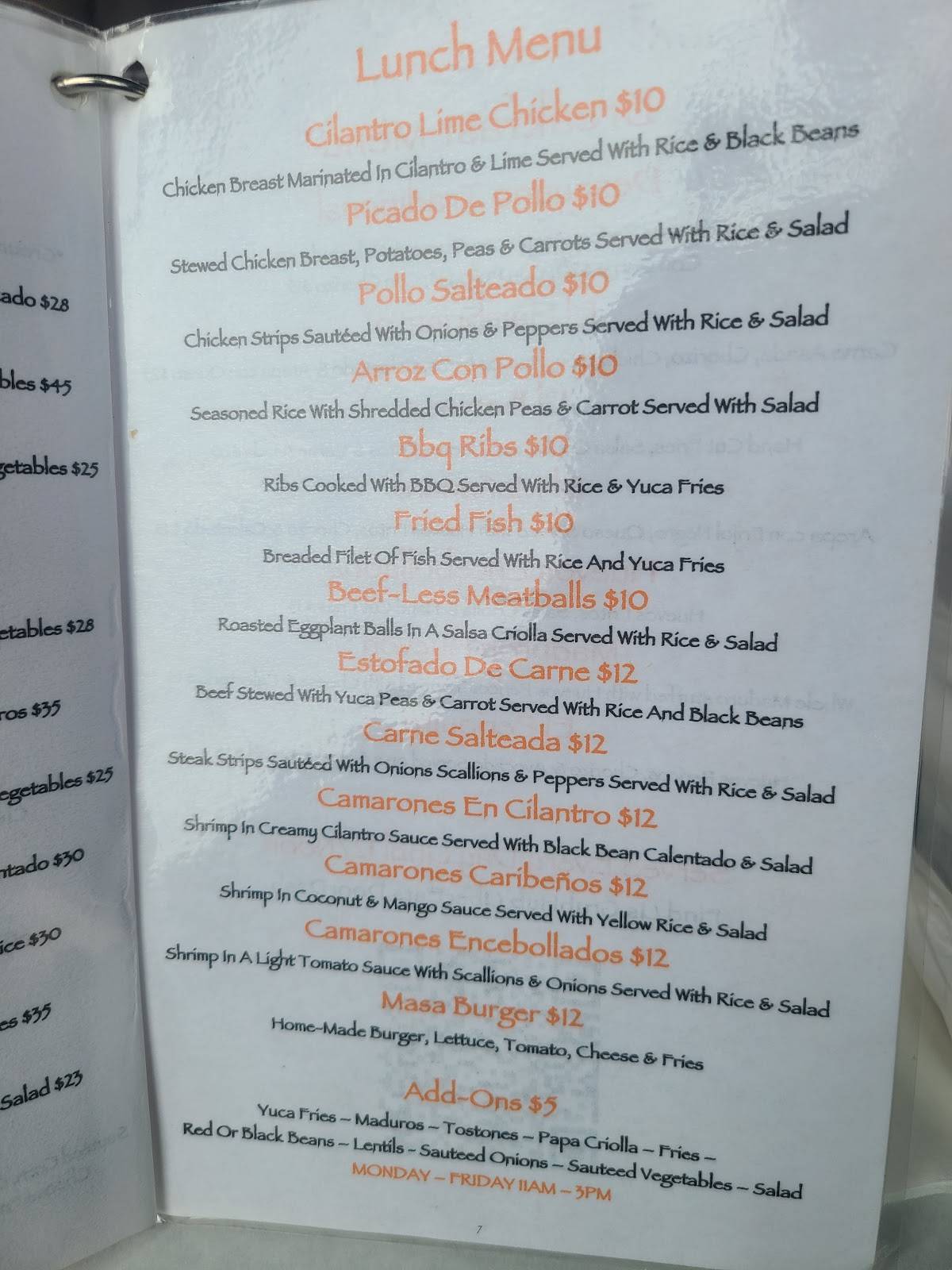 Menu at La Masa Restaurant Throggs Neck, New Rochelle, 3399 E Tremont Ave