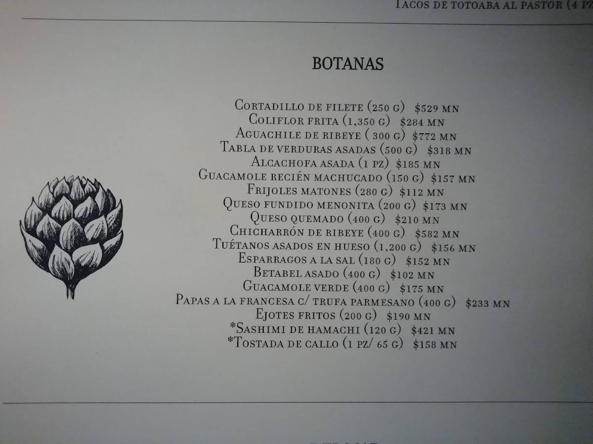 Menu at La Nacional restaurant, Monterrey, Av San Jerónimo 1106
