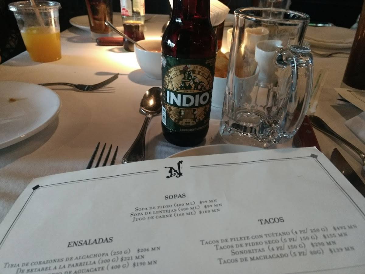 Menu at La Nacional restaurant, Monterrey, Av San Jerónimo 1106