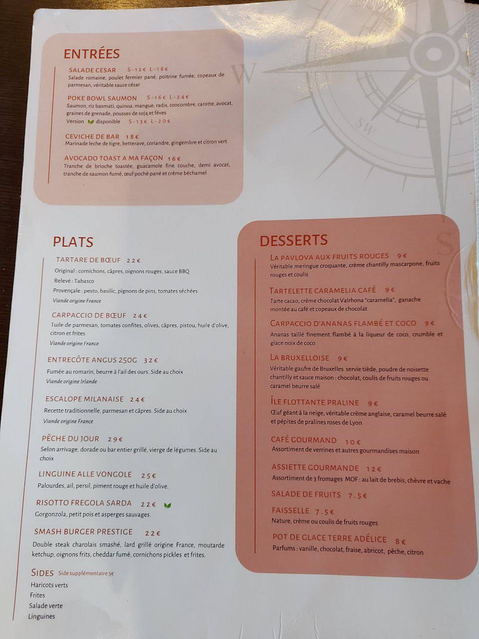 Menu au La Rose des Vents by Kyriad Prestige restaurant, Saint-Priest