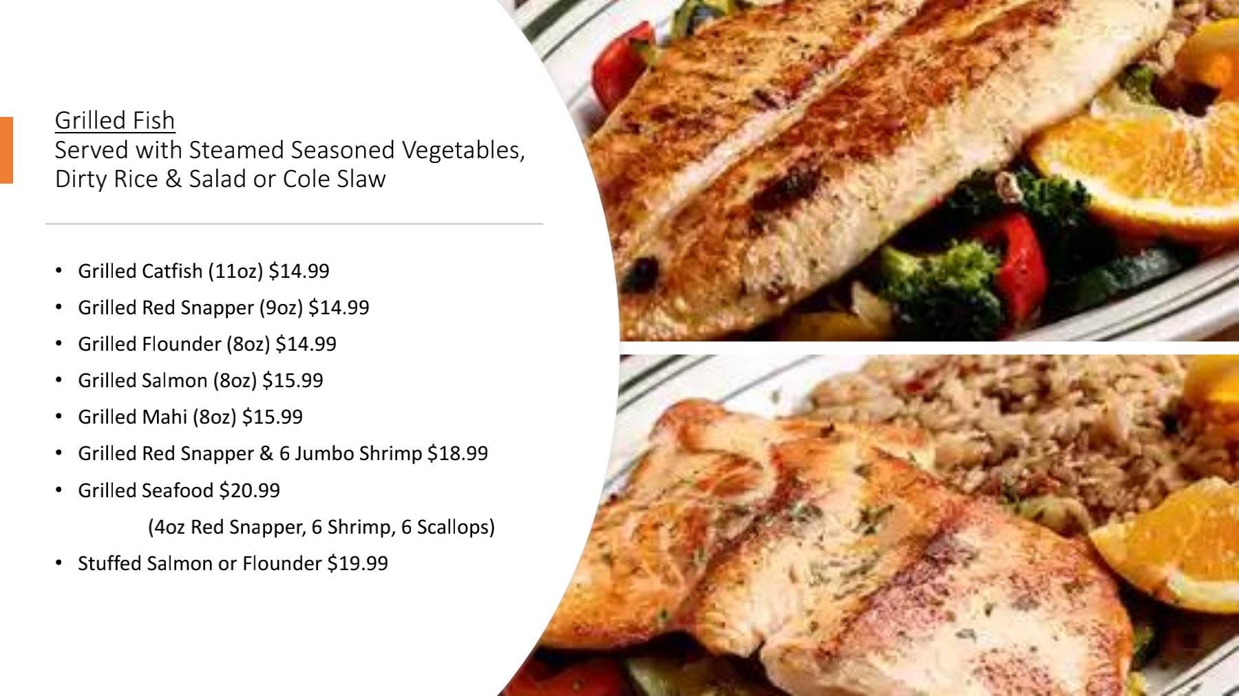 Menu at Lake Jackson Seafood restaurant, Lake Jackson, 466 Plantation Dr