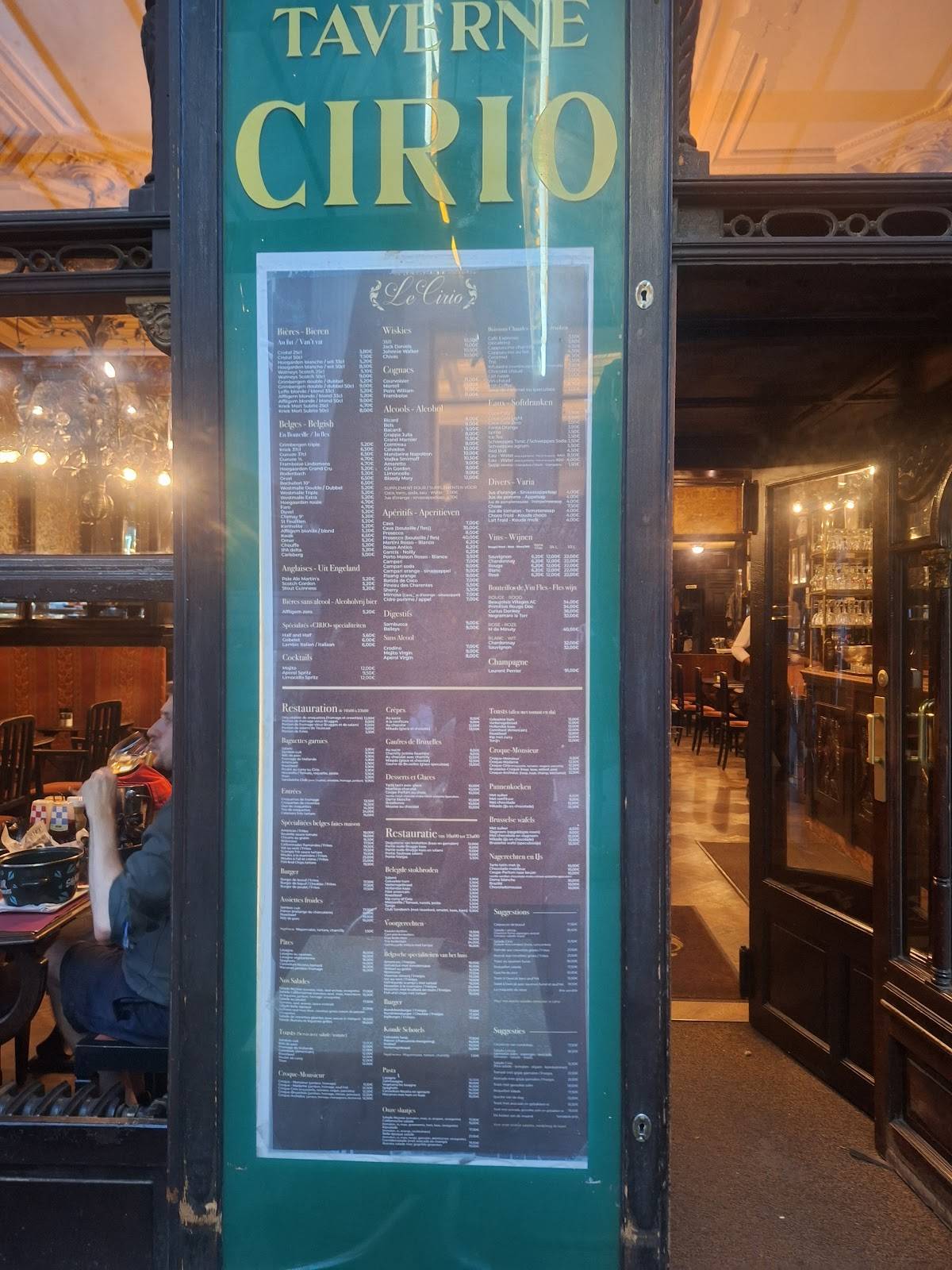 Menu au Le Cirio, Bruxelles