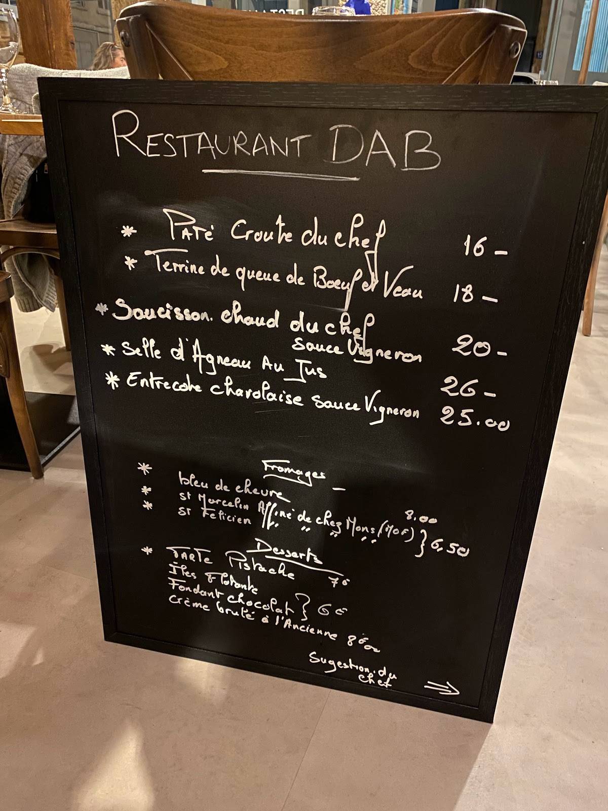 Menu au Restaurant Le DAB Lyon, Lyon