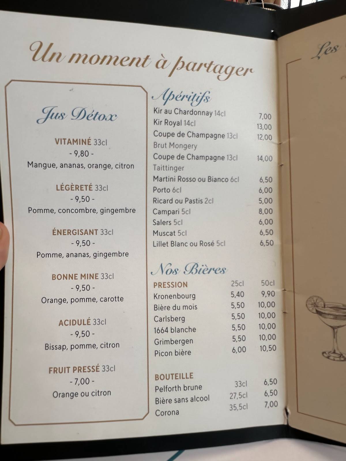 Carta de Le Marais Restaurant Paris, Paris