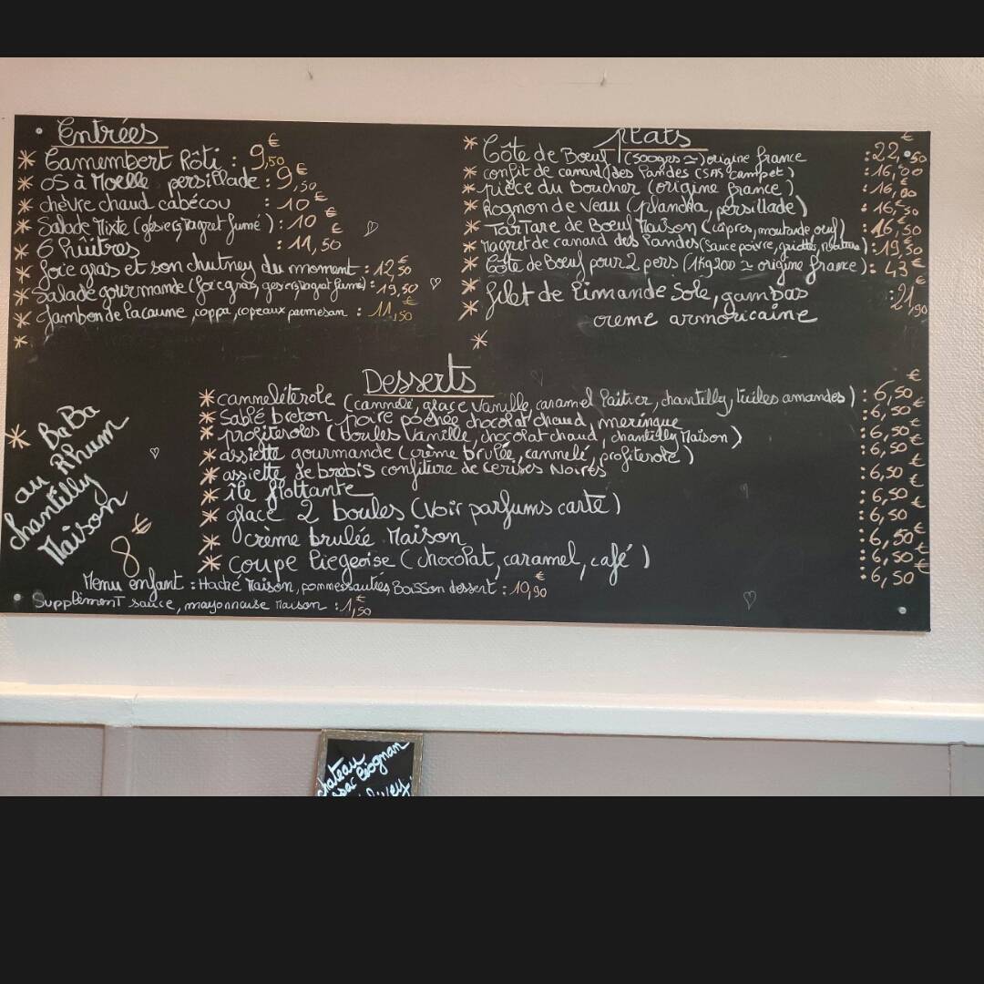 Menu au Le Soufflet restaurant, Bordeaux, 10 Rue d'Arlac