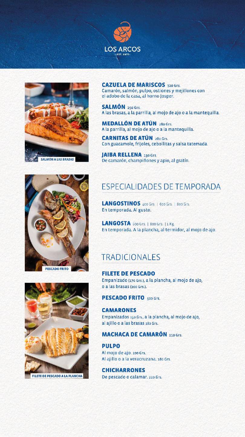 Menu at Los Arcos restaurant, Ciudad Juarez