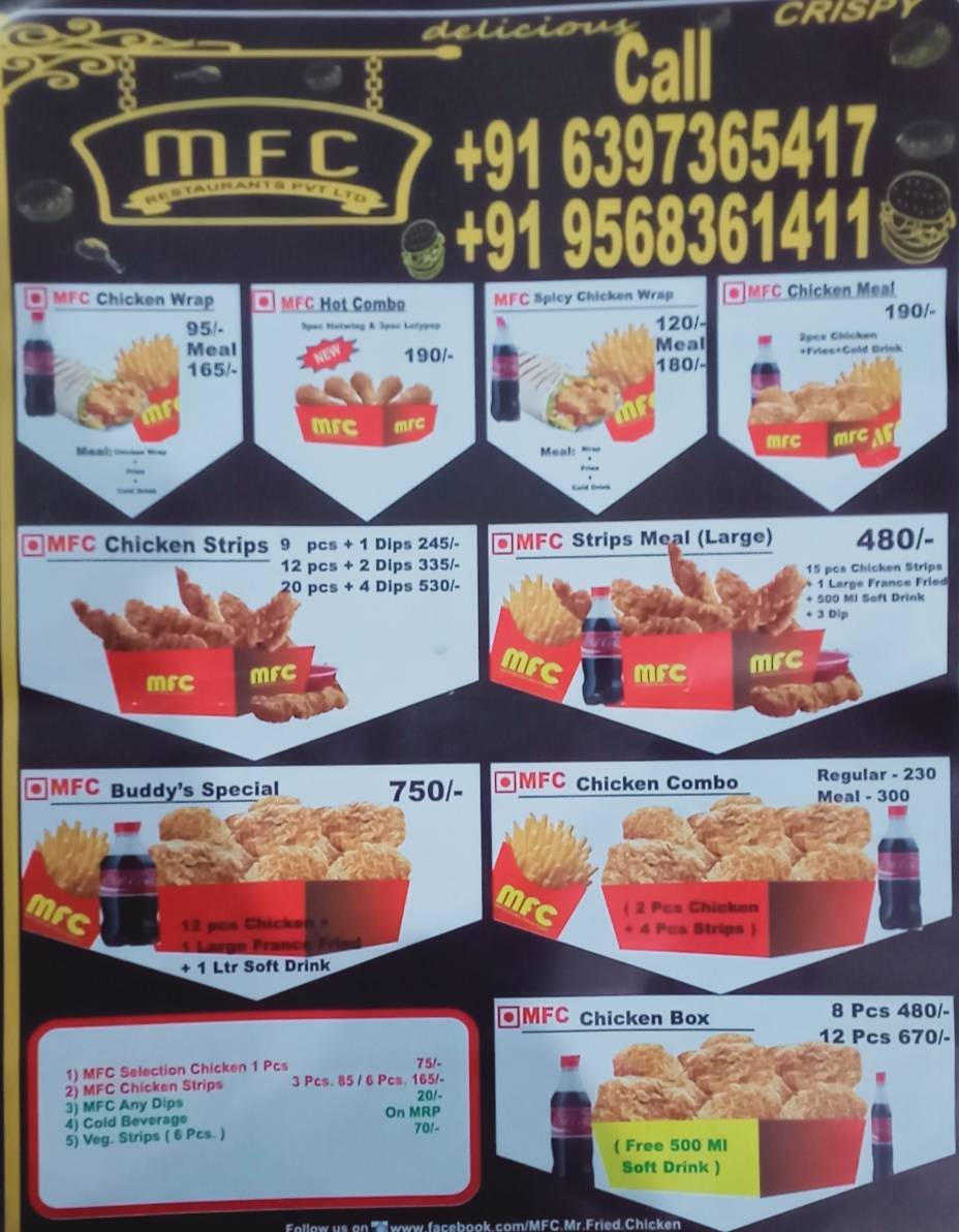 Menu at MFC, Kashipur