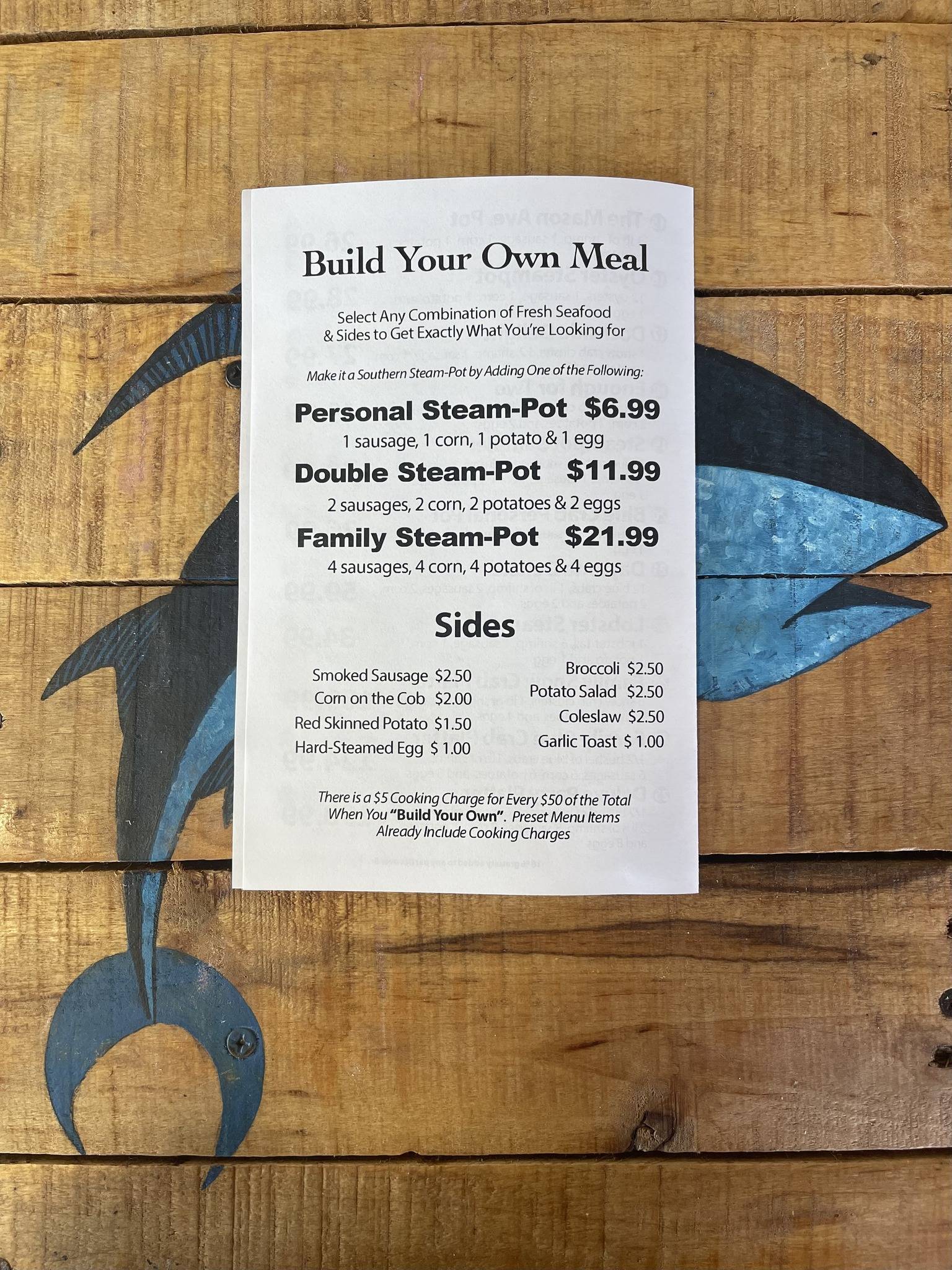 Menu at Macker Seafood restaurant, Daytona Beach, 141 Bay St