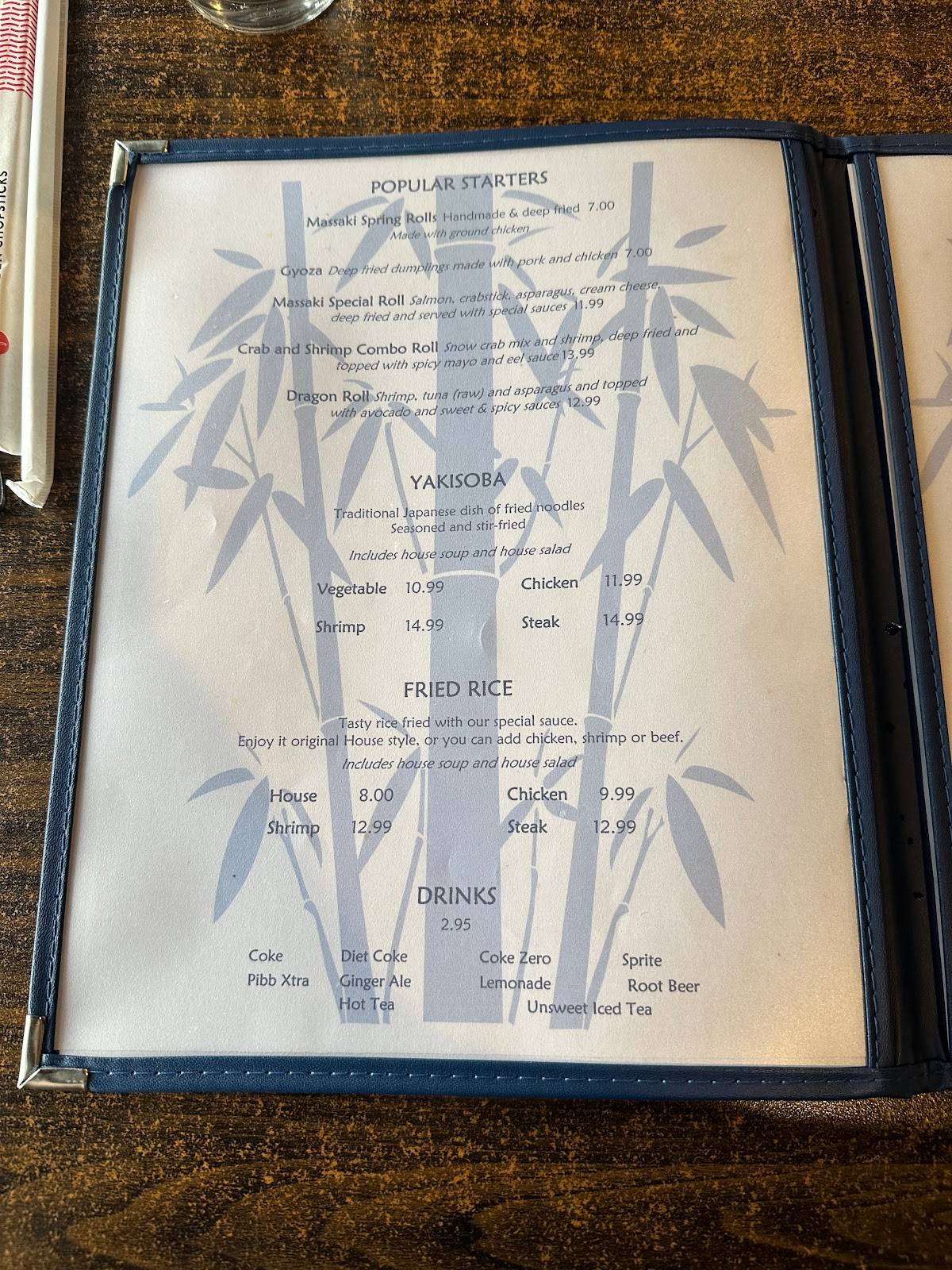 Menu at Massaki Japanese Steakhouse & Sushi Bar, Staunton