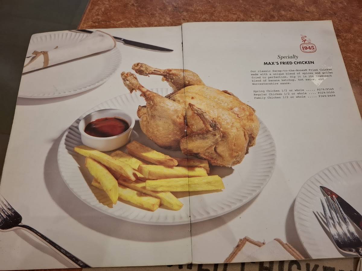 Menu at Max’s Restaurant, Cebu City, SM Seaside City