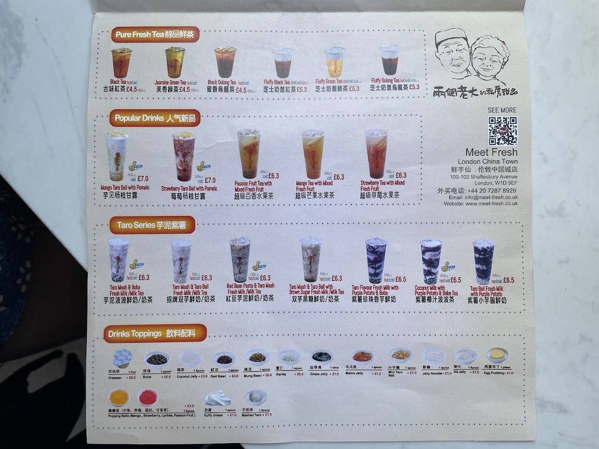 Menu at Meet Fresh restaurant, London