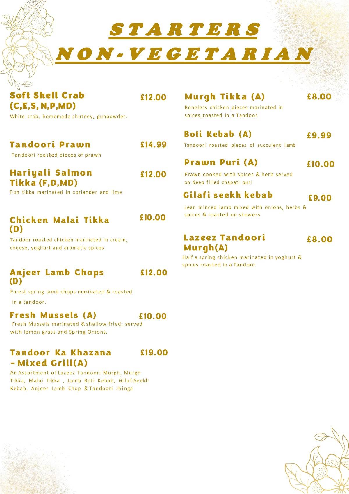 Menu at Mela Restaurant Fine Dining Restaurant in Ealing Best Indian ...