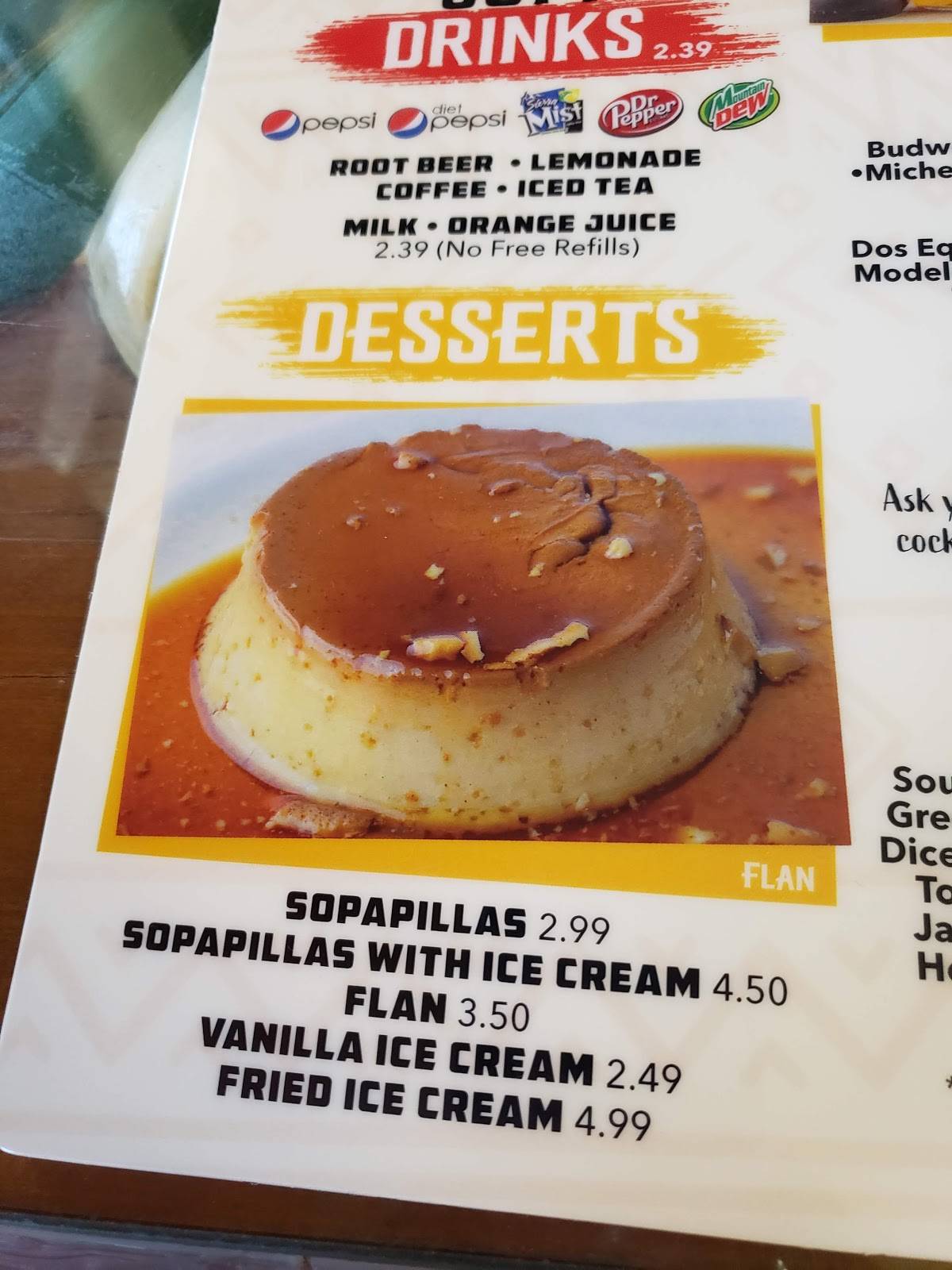 Menu at Mi-Tequila Mexican Restaurant, Findlay