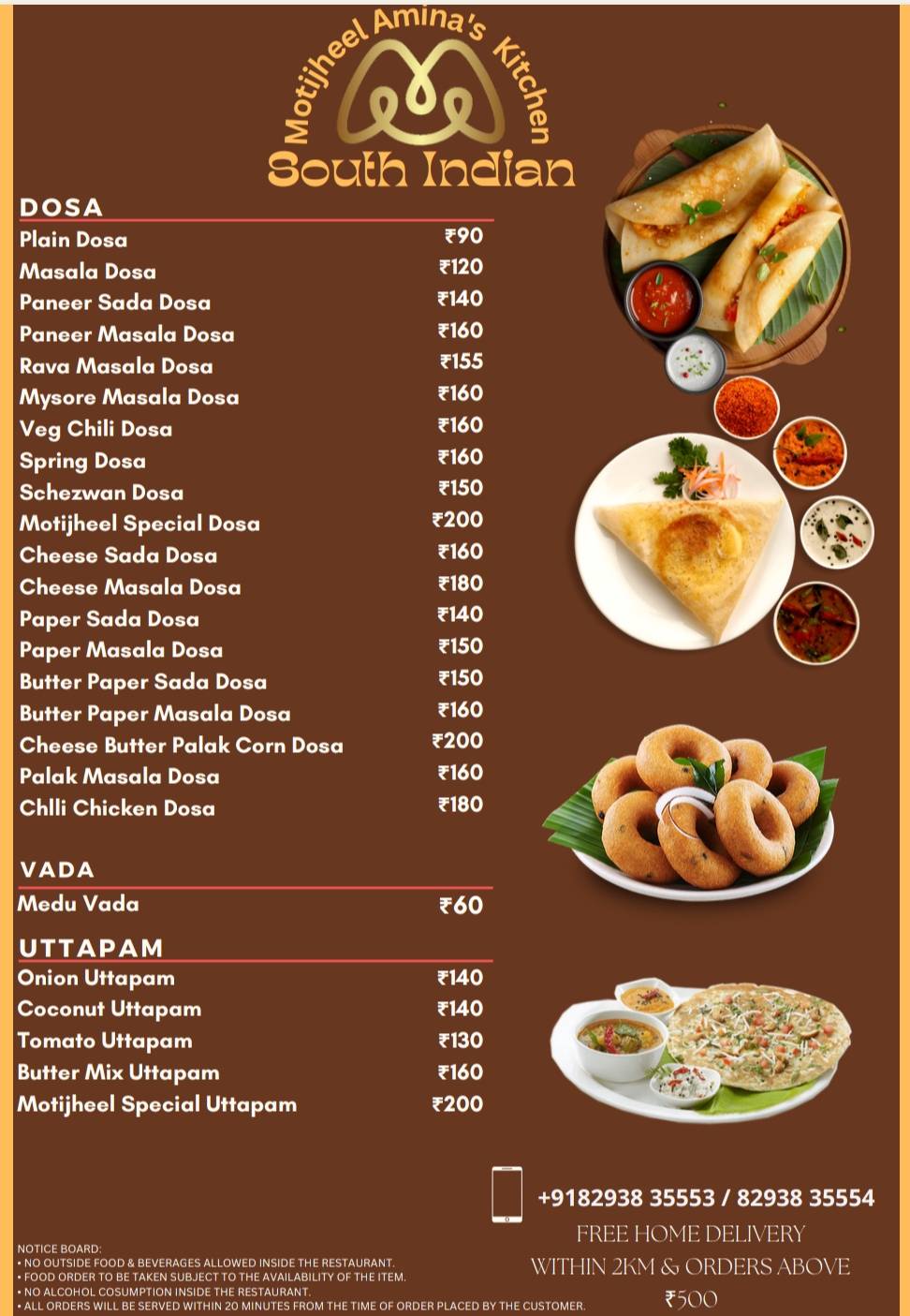 Menu at Motijheel Amina's Kitchen, Berhampore