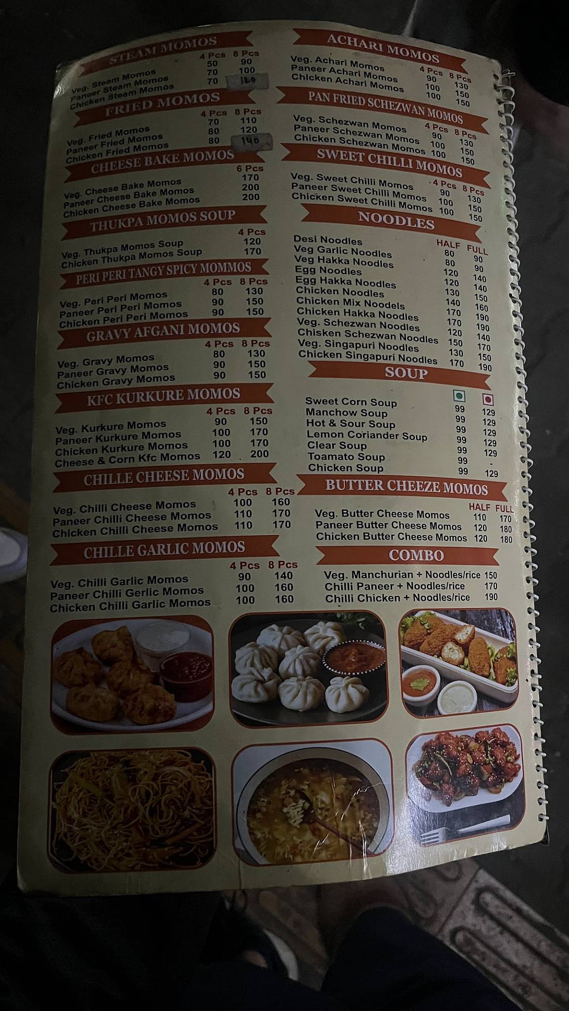 Menu at Mr Chetan Momos, Delhi
