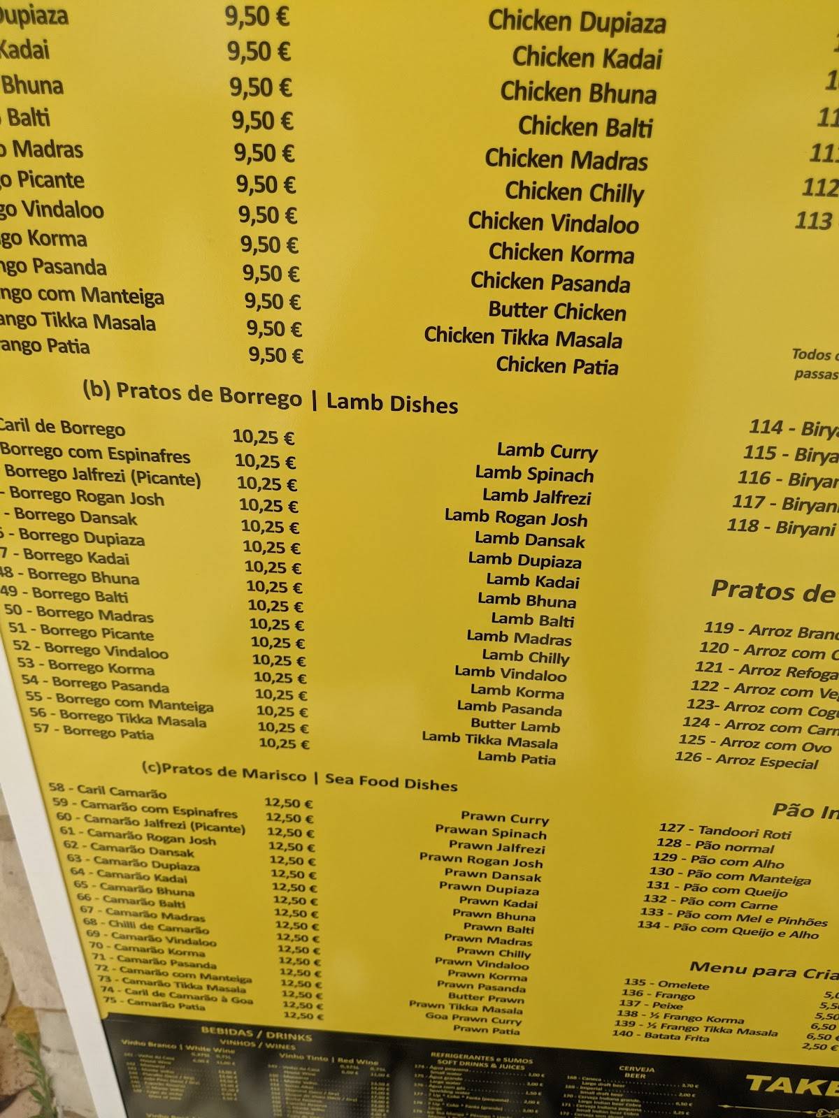 Menu at Mr. Singh - Indian Tandoori restaurant, Guia