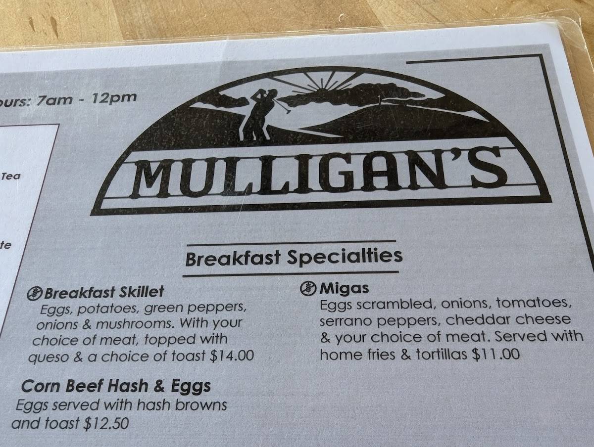 Menu at Mulligan’s restaurant, Georgetown