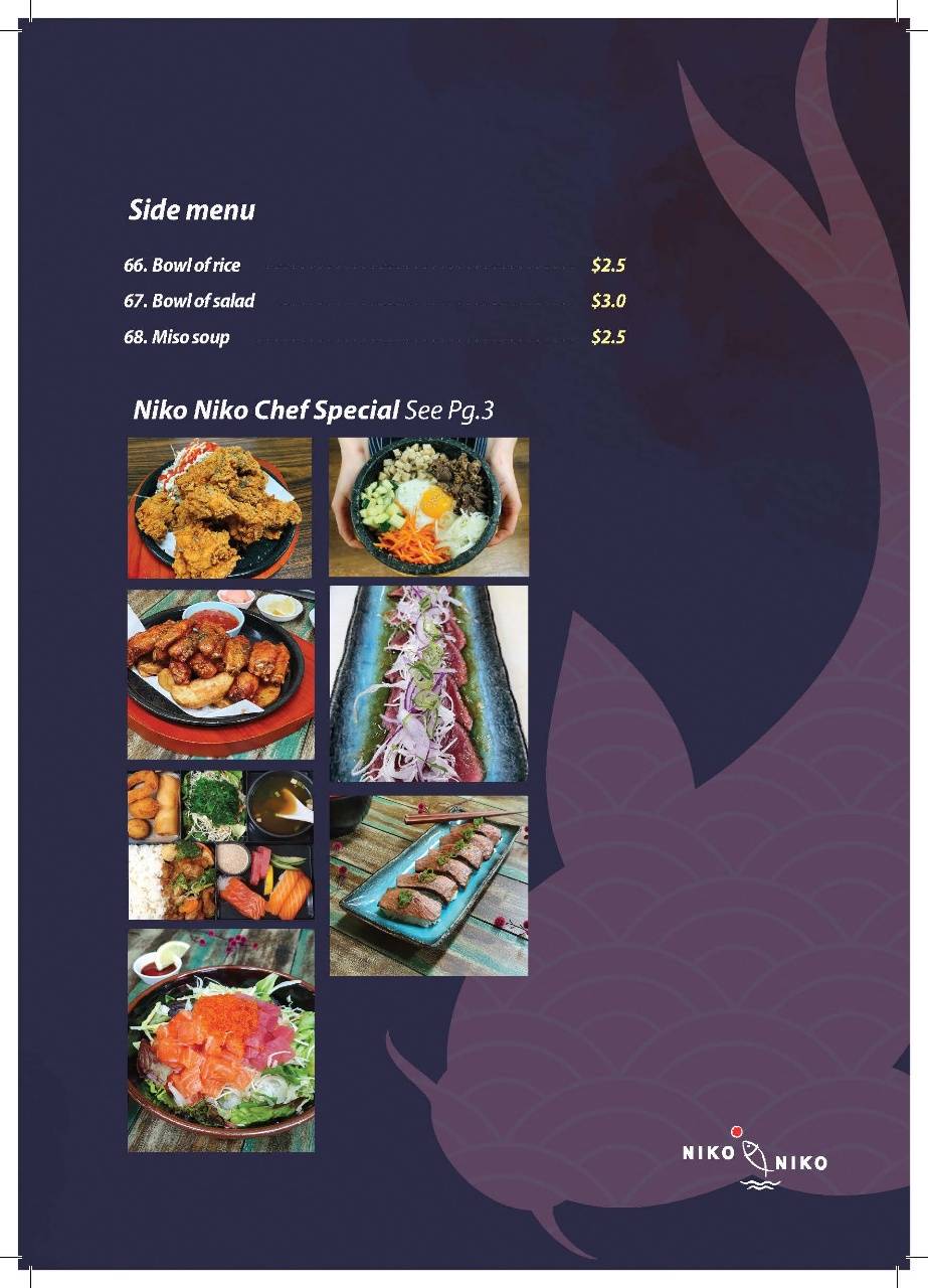 Menu at Niko Niko restaurant, Swan Hill