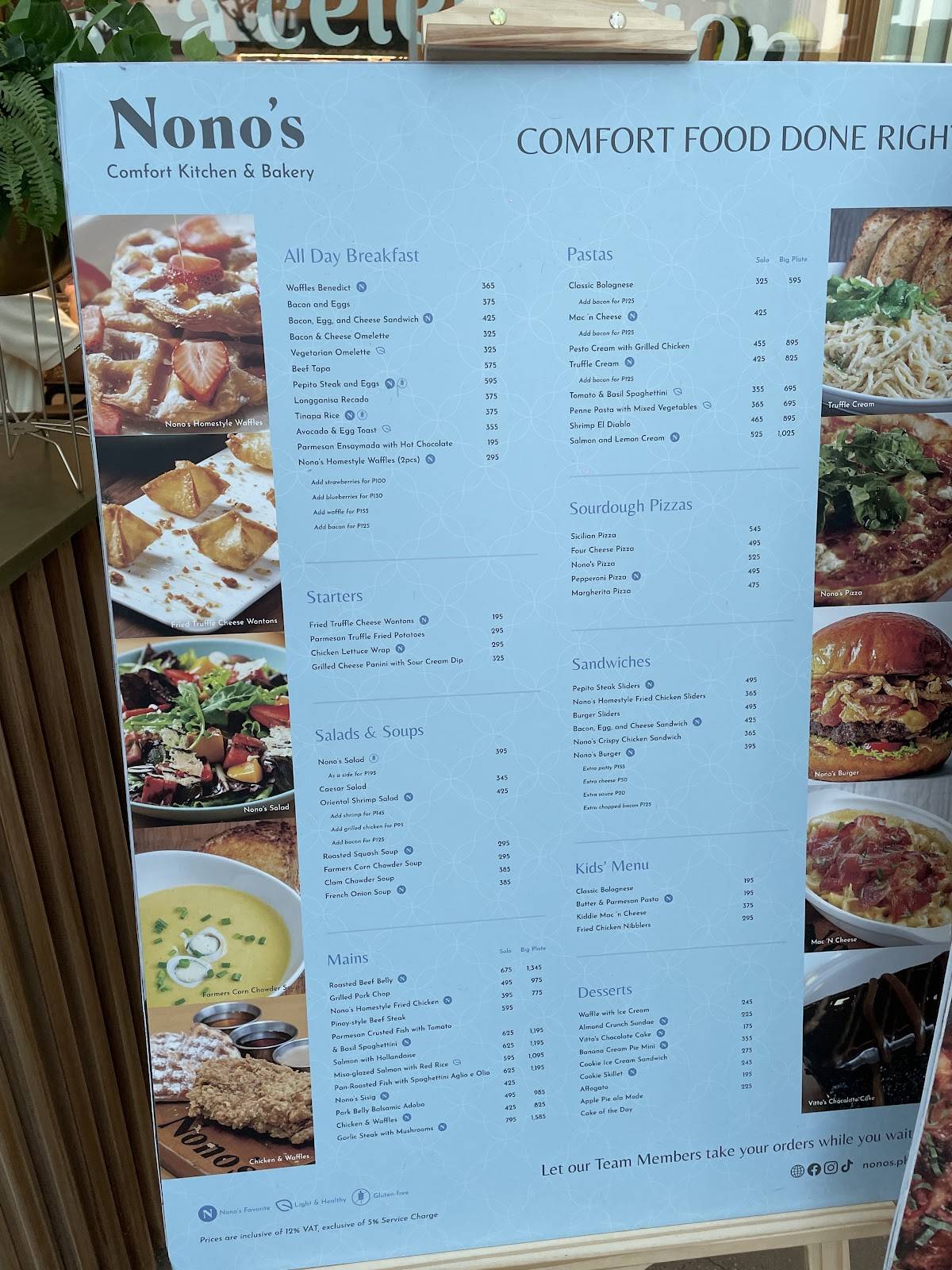 Carta del restaurante Nono's Okada Manila, Parañaque
