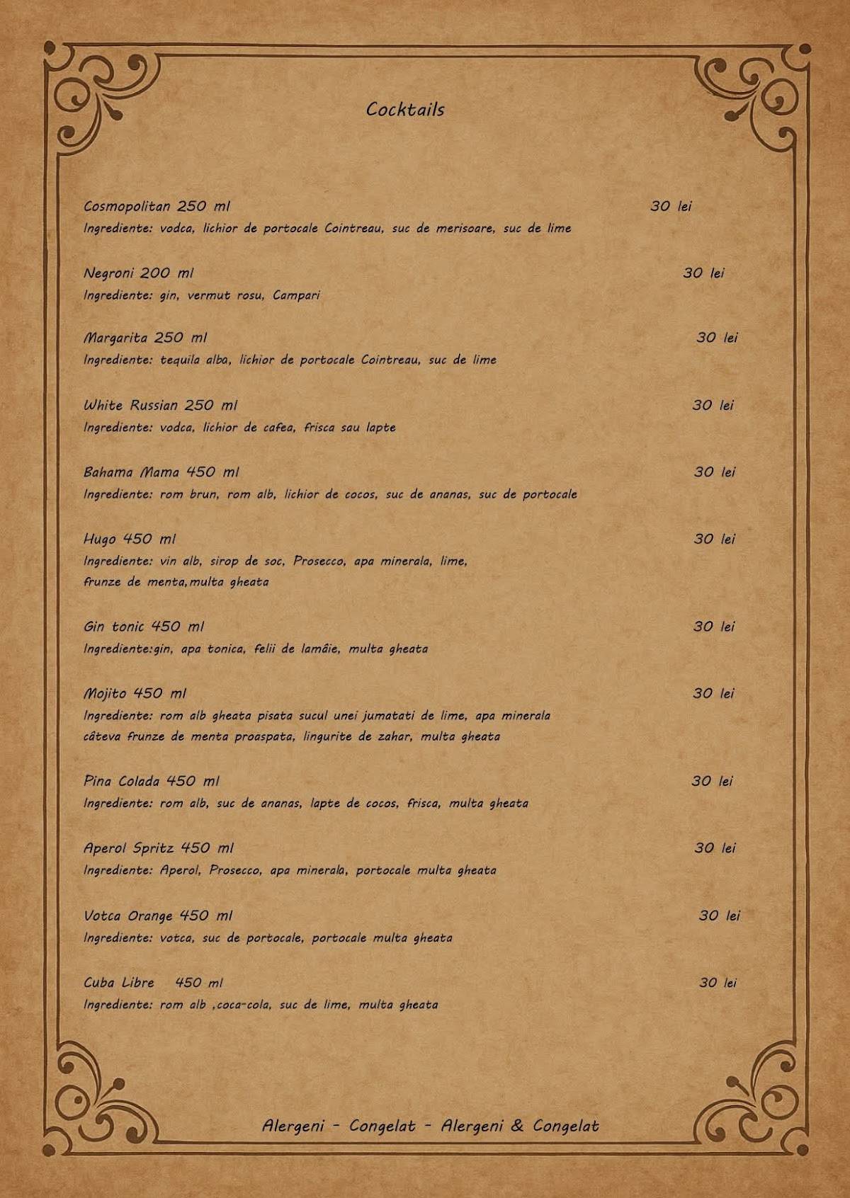 Menu at Restaurant Nostalgia (Carei), Carei