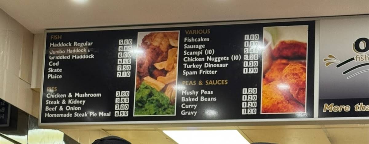 Menu at Ocean Fish Bar, Cleethorpes