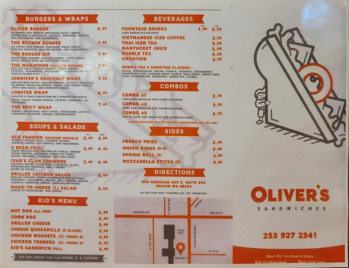 Carta del restaurante Oliver's Sandwiches, Milton