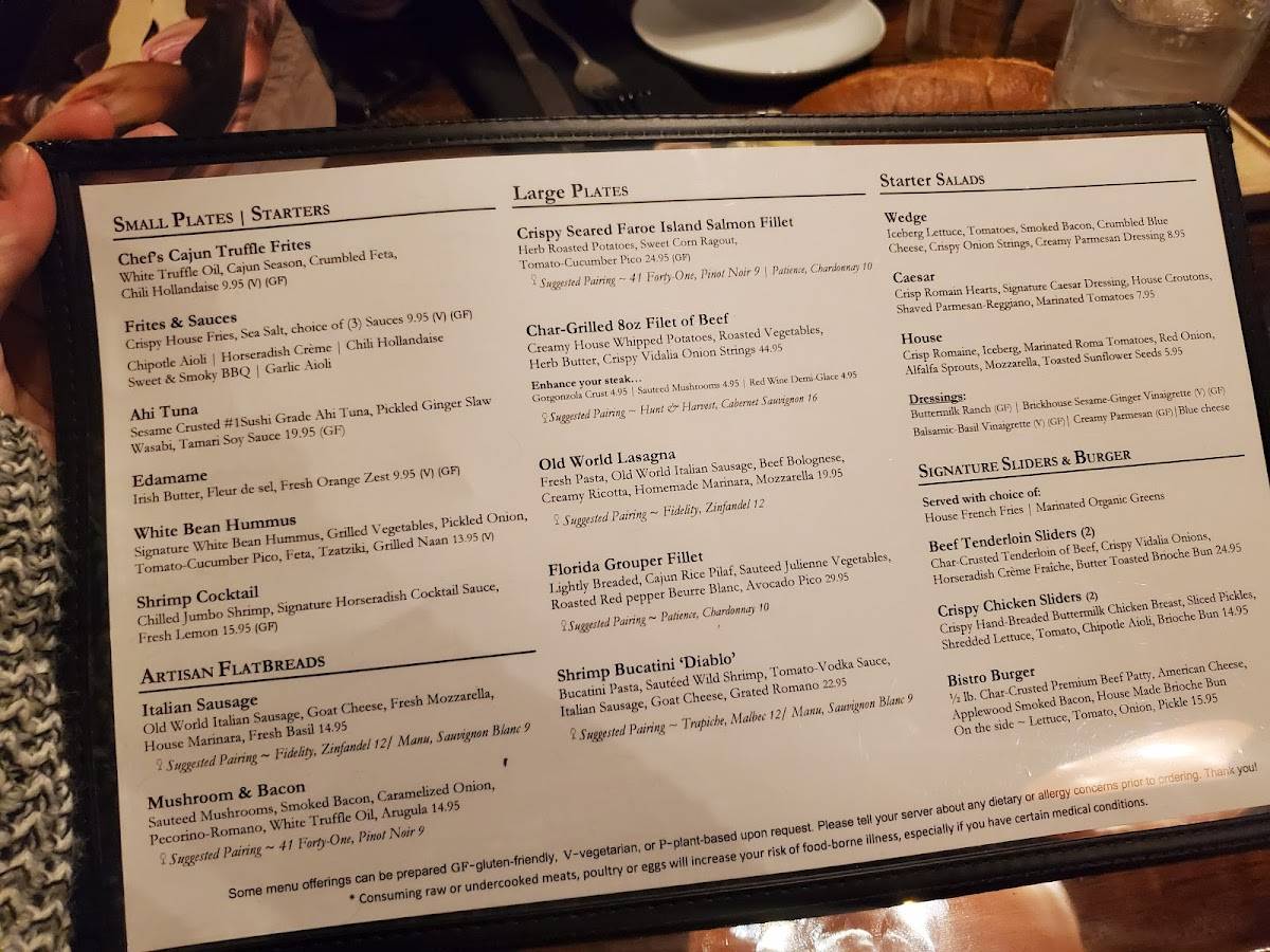 Menu at Our Table American Bistro restaurant, Bargersville
