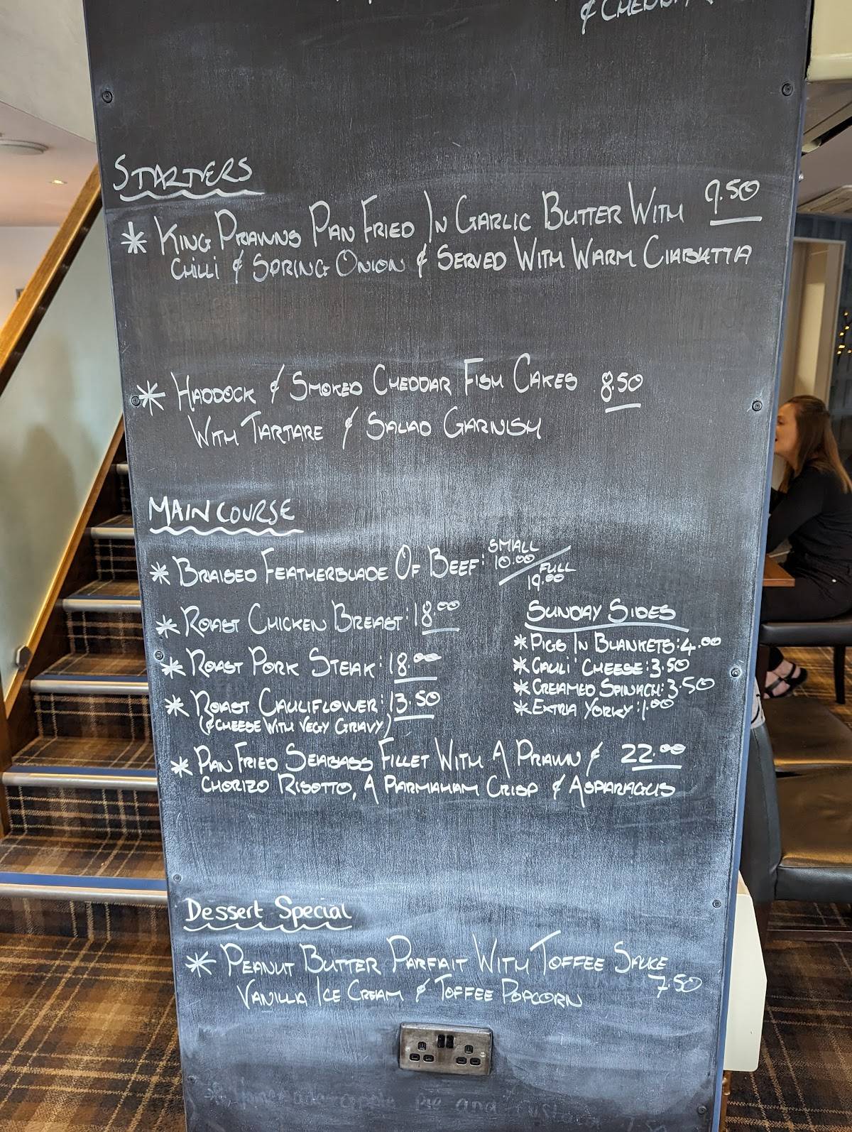 Menu at Owens restaurant, Ramsbottom