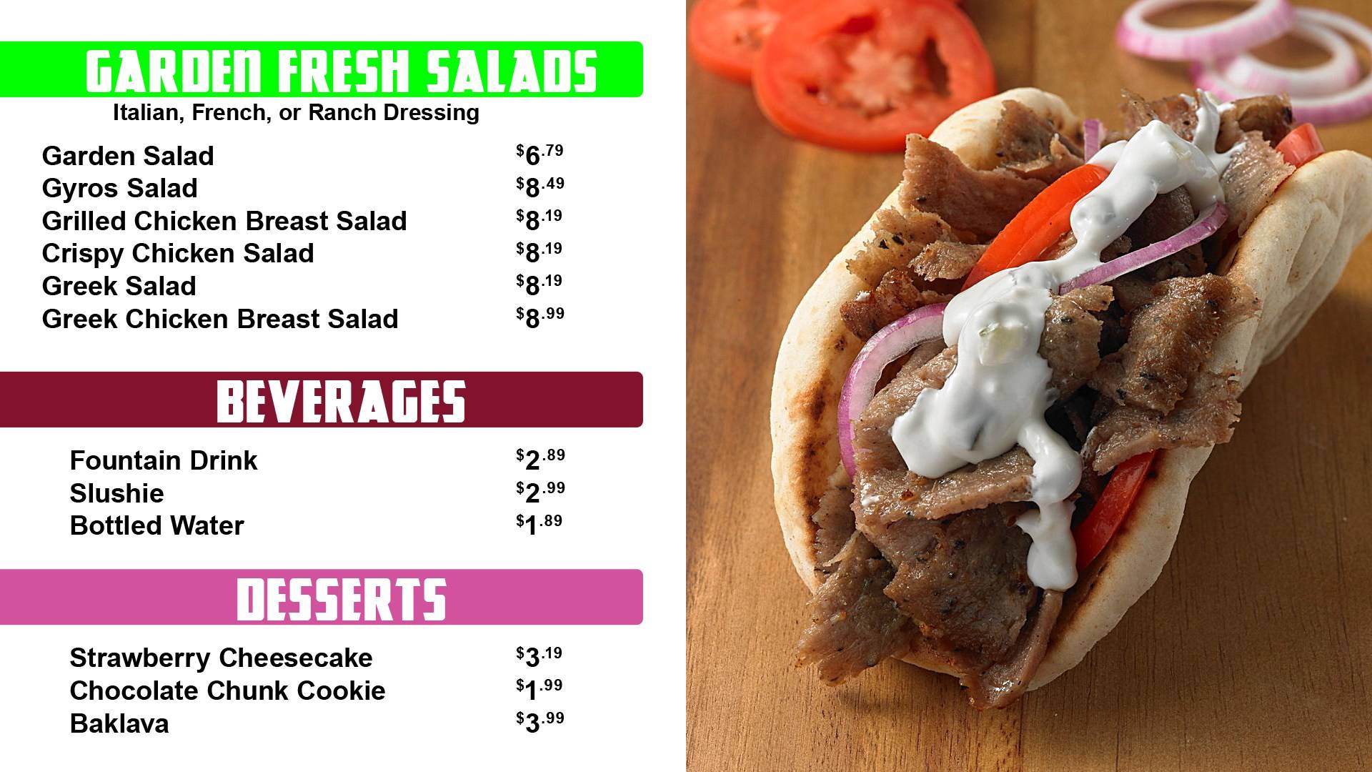Menu at PJ'S GRILL restaurant, Merrillville