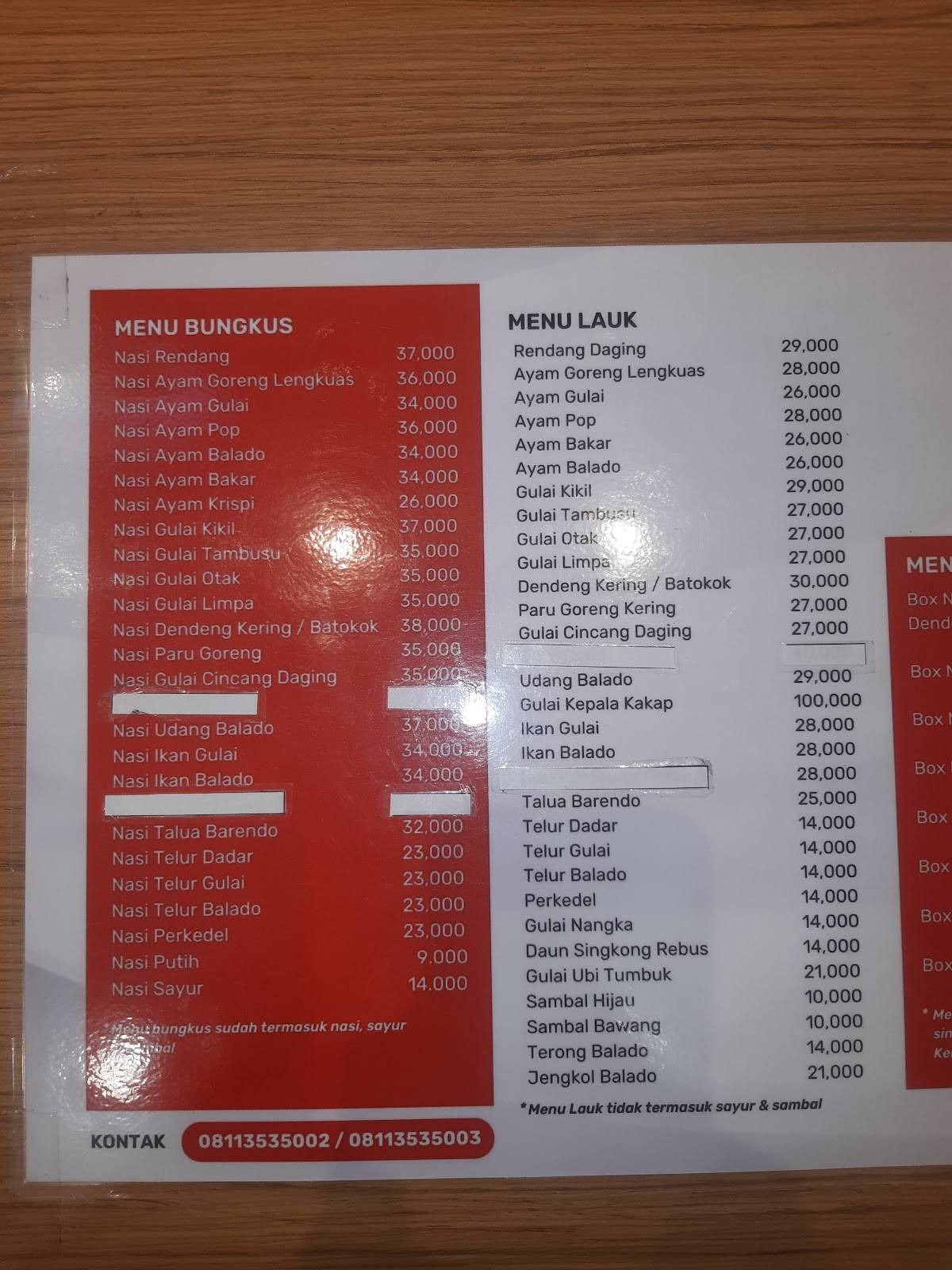 Menu at Padang Legenda - Dharmahusada restaurant, Surabaya