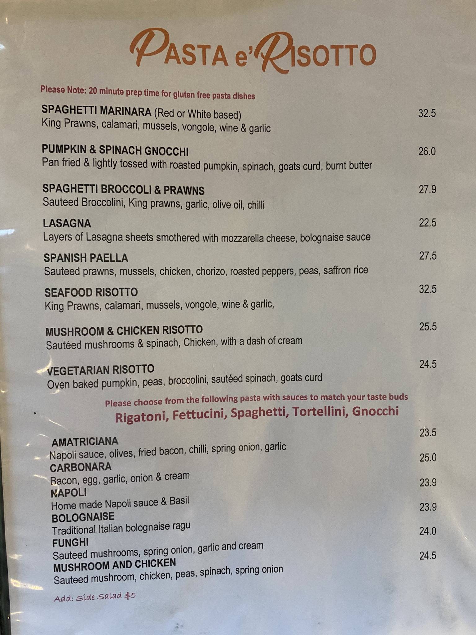 Menu at Phoenix and Co restaurant, Plenty