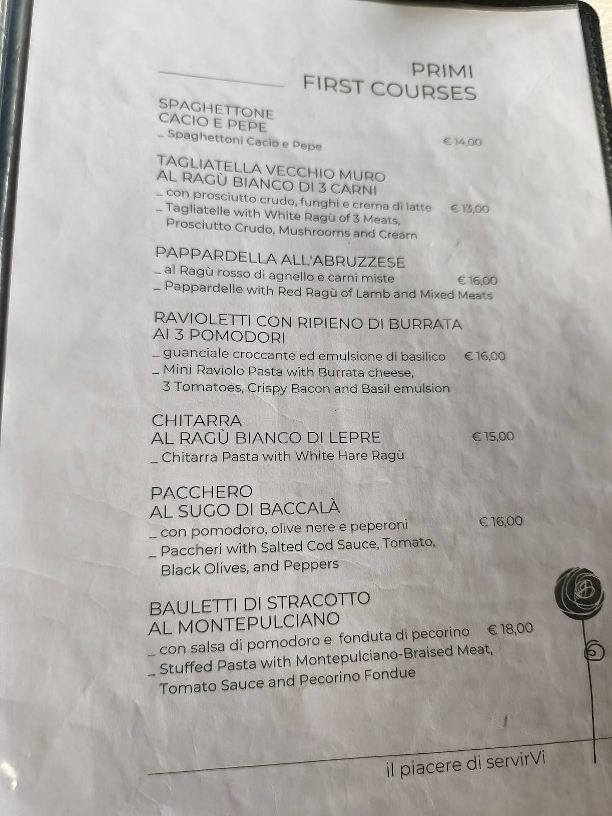 Menu at Pizzeria Ristorante Il Vecchio Muro, Sulmona