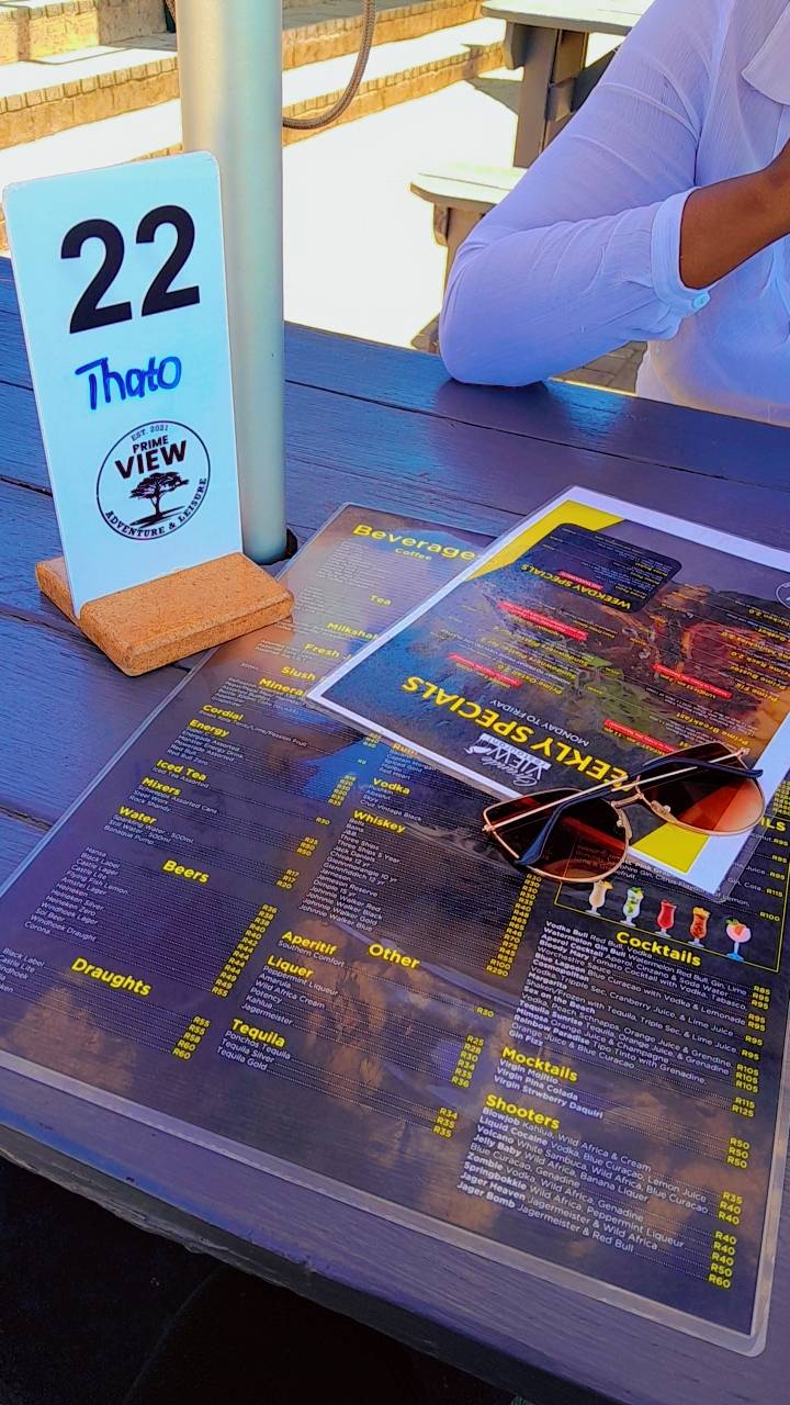 Menu at Prime View Adventure & Leisure restaurant, Olifantsfontein