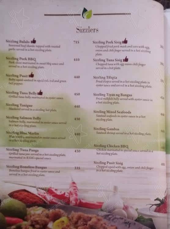 Menu at RSM Lutong Bahay restaurant, Tagaytay, Aguinaldo Highway ...
