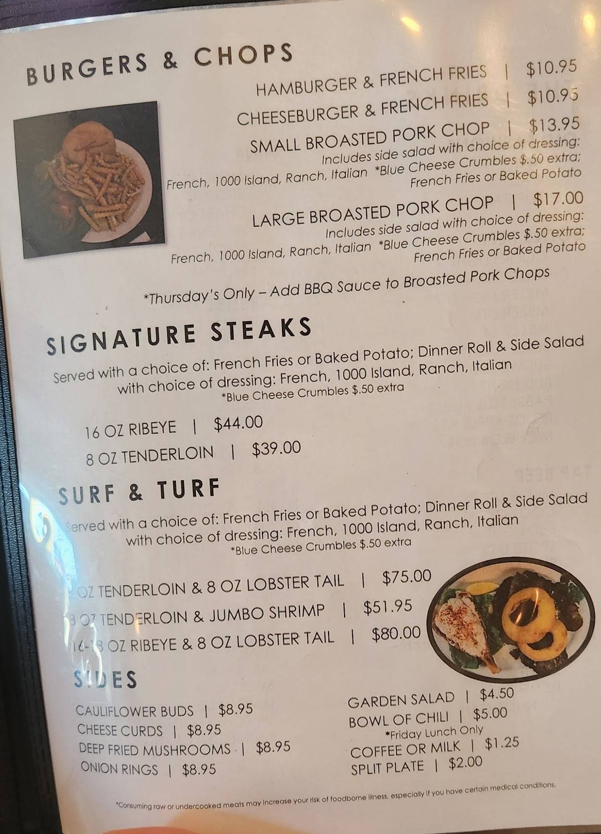 Menu at Redwood Inn restaurant, Green Bay, Main St