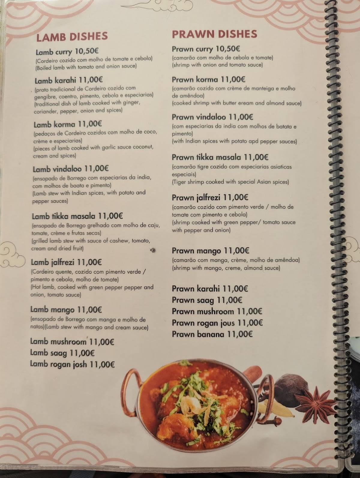 Carta de Restaurant ODAAN (Nepalese & Indian ), Lisboa