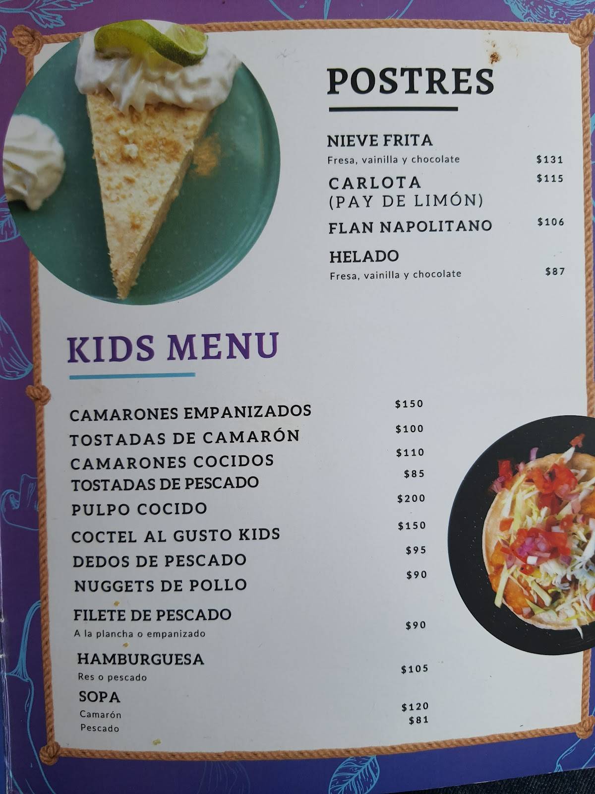 Menu at Restaurante Muelle 57, Reynosa