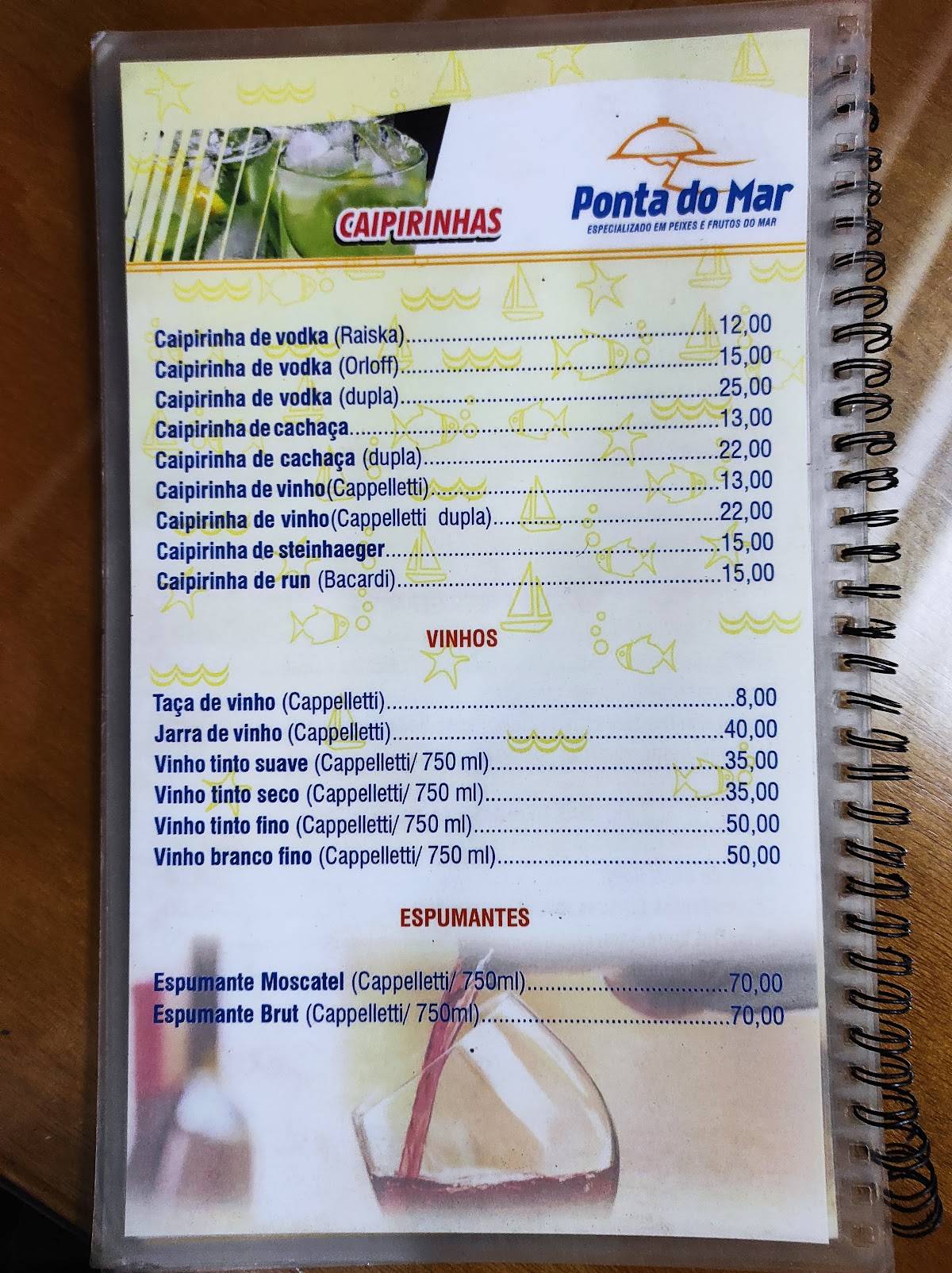 Menu em Restaurante Ponta do Mar, São José
