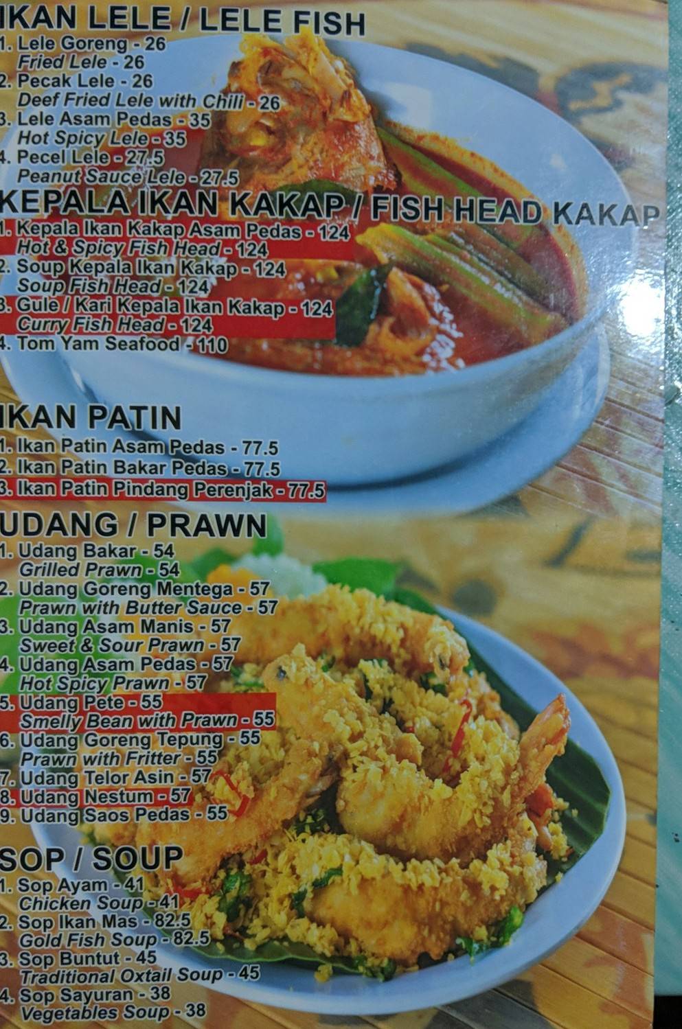 Menu at Restoran Pondok Batam Kuring restaurant, Batam