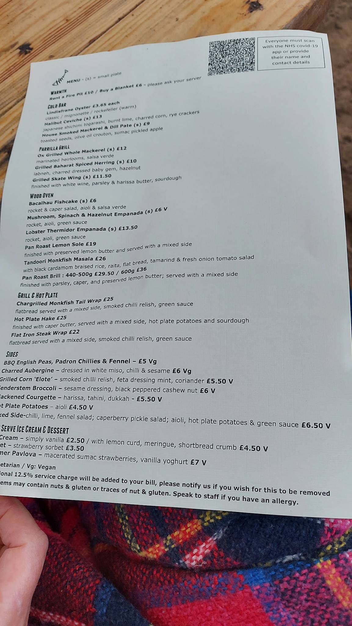 Menu at Riley's Fish Shack restaurant, Tynemouth