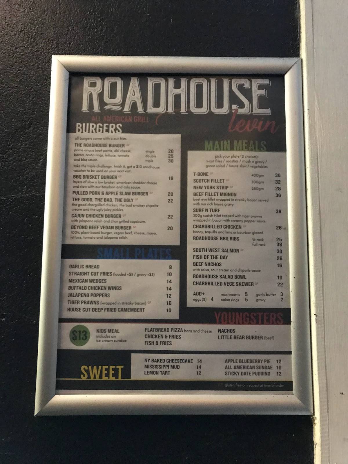 Menu at Roadhouse Bar and Grill, Levin